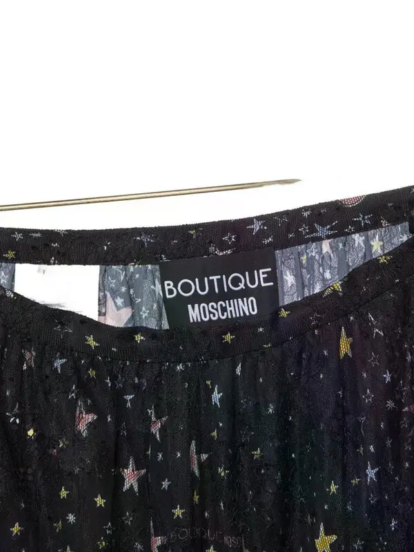 Moschino Star-print Lace-overlay Maxi Skirt