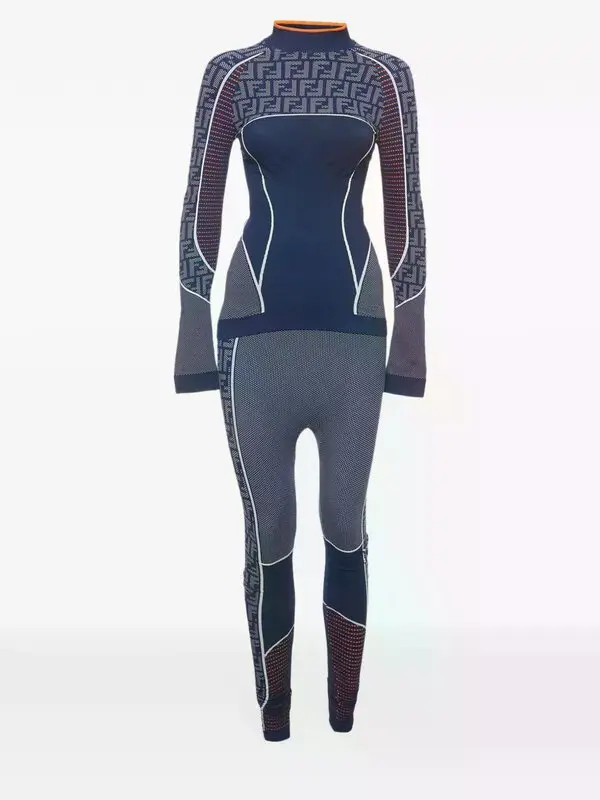 Fendi Zucca Technical Knit Top And Leggings Set - Blue