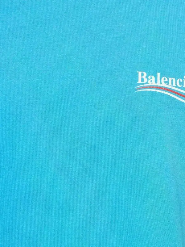 Balenciaga Campaign Logo Distressed T-shirt - Blue