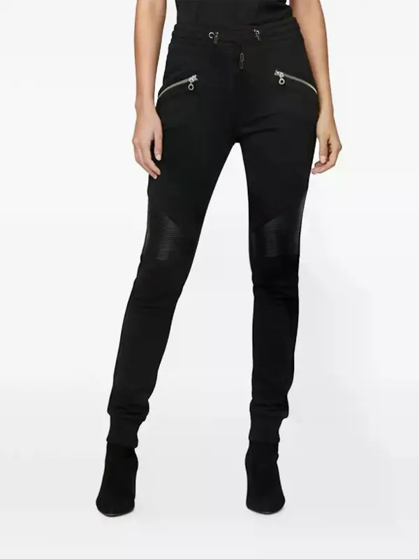 Balmain Leather-trim Trousers - Black
