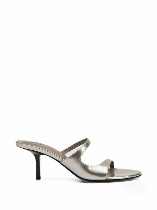 By Far Serena Metallic-leather Sandals - Silver
