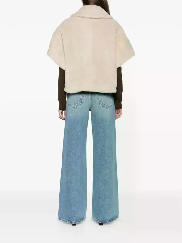 Max Mara Alpaca And Wool Teddy Fabric Boxy Cape Beige
