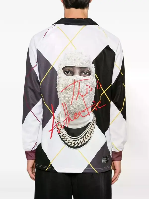 IH NOM UH NIT Argyle-print Long-sleeve Polo Shirt