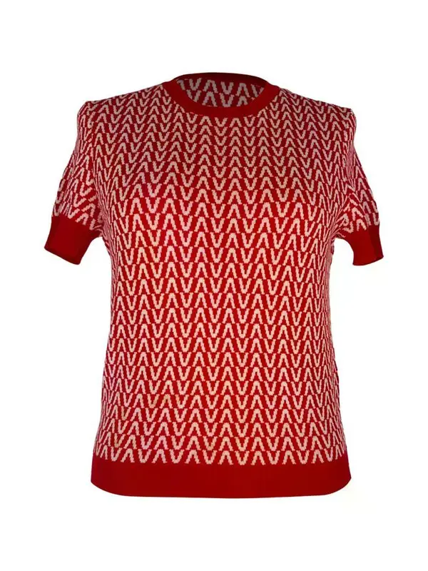 Valentino Garavani 2020s Jacquard-knit Short-sleeve Top - Red