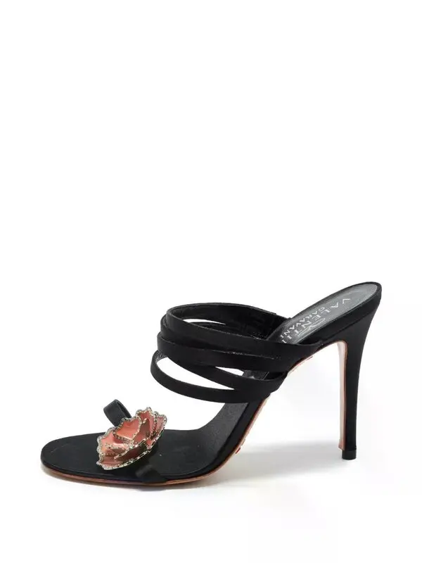 Valentino Garavani Flower-embellished Multi-strap Sandals - Black