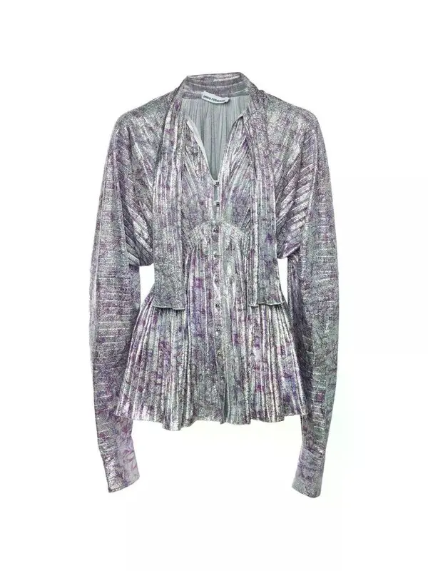 Rabanne Floral Peplum Top - Silver