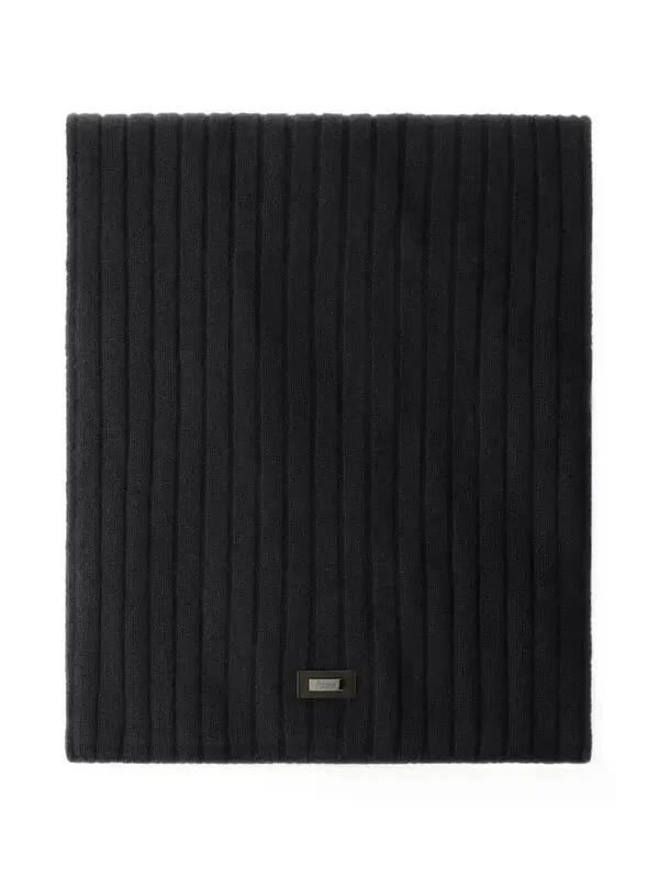 Herno Ribbed-knit Cashmere Scarf - Blue