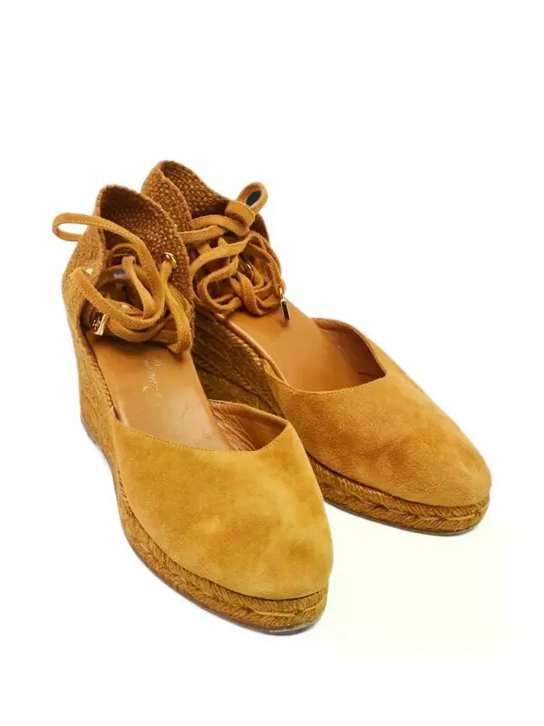 Loro Piana Raffia Suede Wedge Pumps