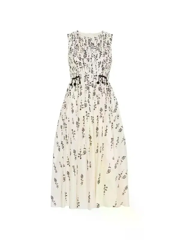 Max Mara Printed Cotton Voile Dress Ecru - Neutrals