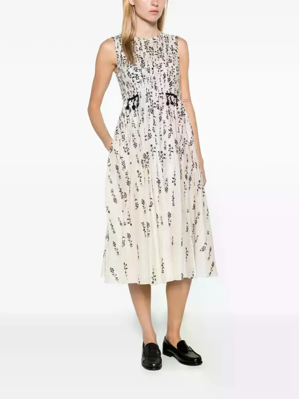 Max Mara Printed Cotton Voile Dress Ecru