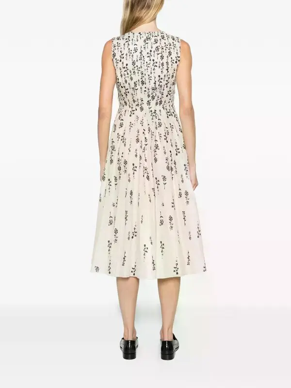 Max Mara Printed Cotton Voile Dress Ecru