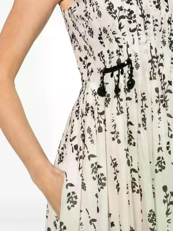 Max Mara Printed Cotton Voile Dress Ecru