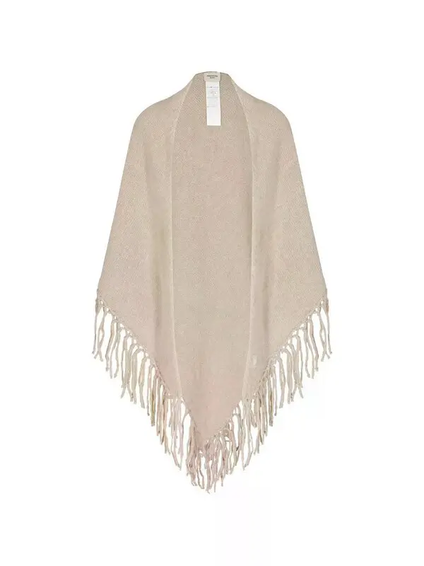 Max Mara Fringe-trim Knitted Poncho - Neutrals