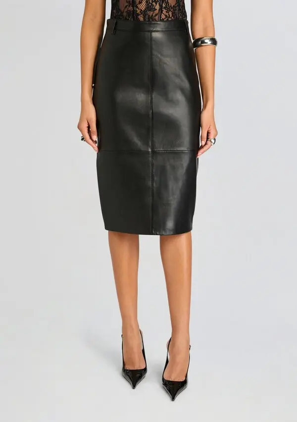 Retrofete Marcella Leather Skirt - Black