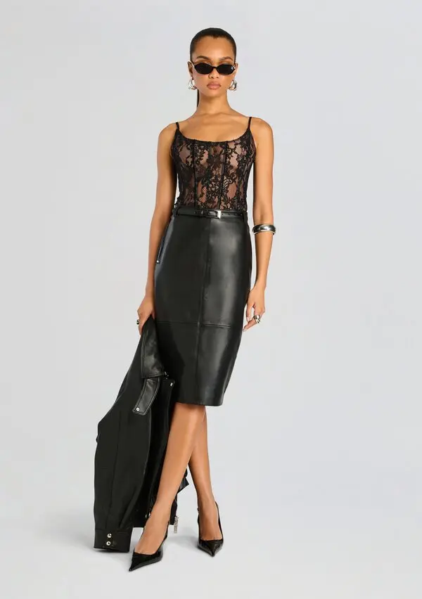 Retrofete Marcella Leather Skirt