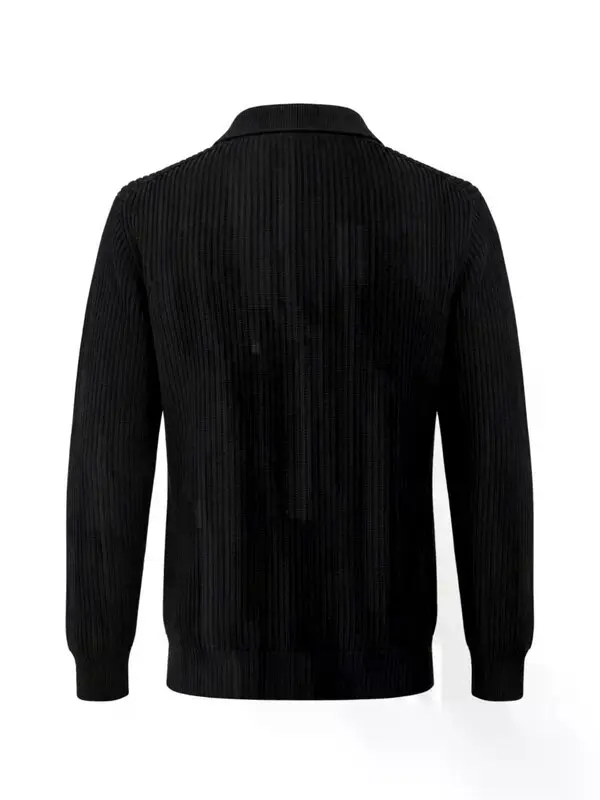 FRANZESE COLLECTION Steve Mcqueen Ribbed-knit Pointed-collar V-neck Sweater