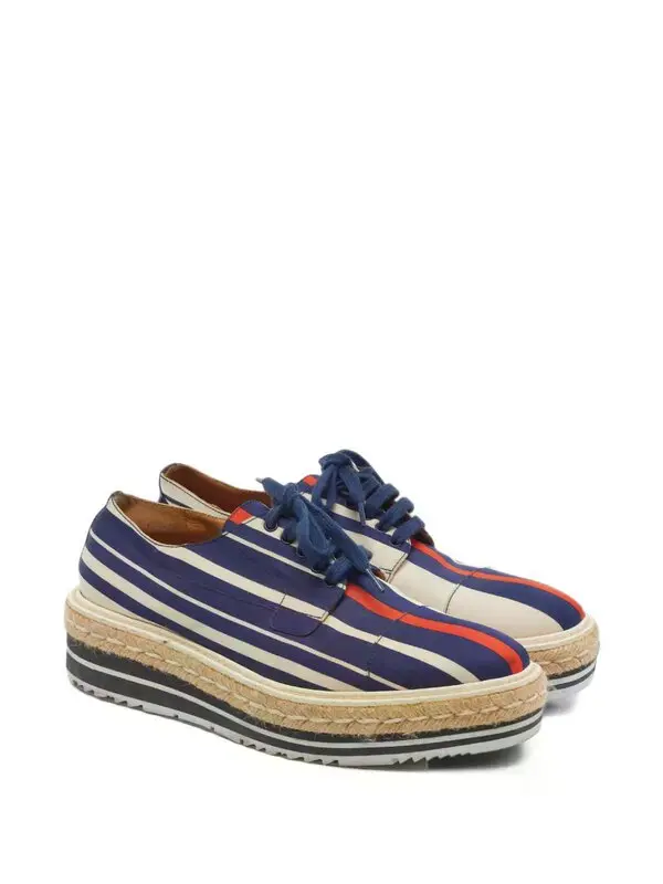 Prada Striped-pattern Derby Shoes - Blue