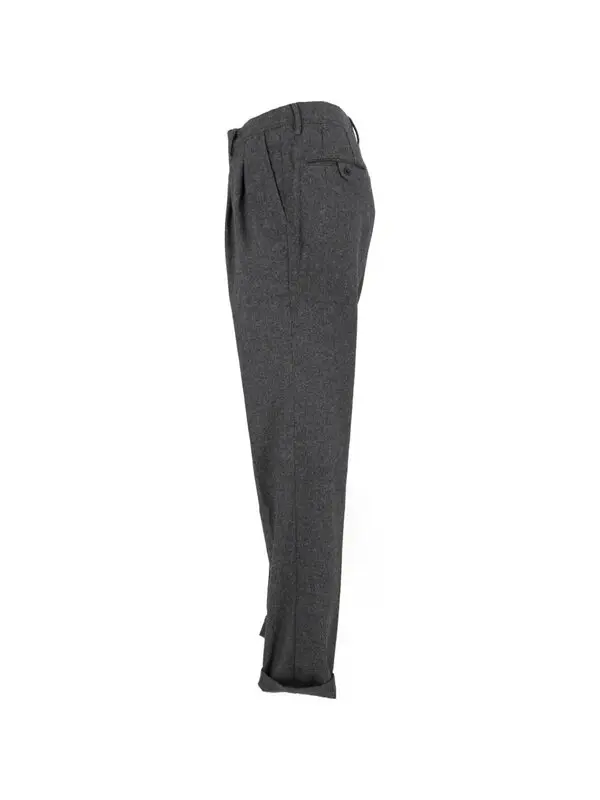 Incotex Pleated Turn-up Trousers - Grey