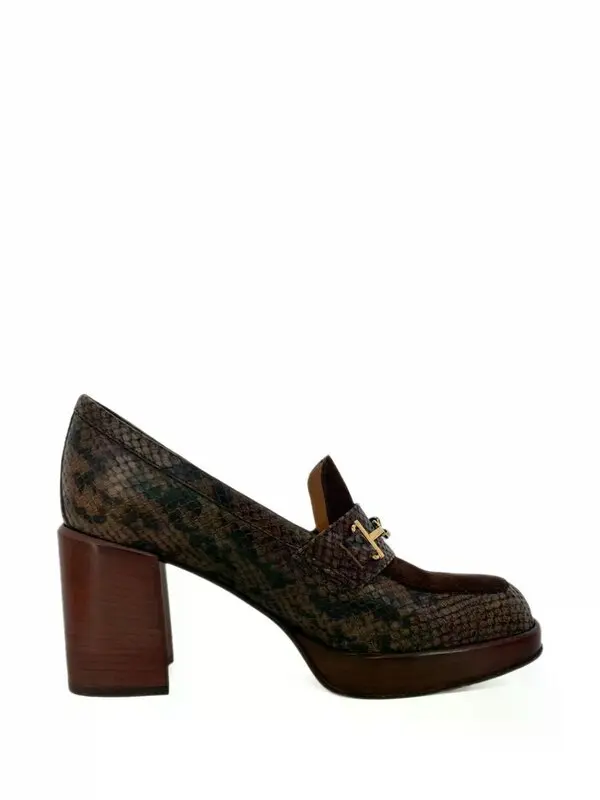 TOD'S Snakeskin-embossed Loafer Pumps - Brown