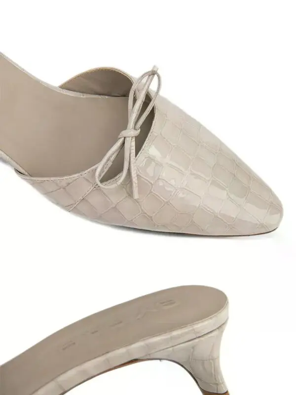 By Far Babybow Crocodile-embossed Mules