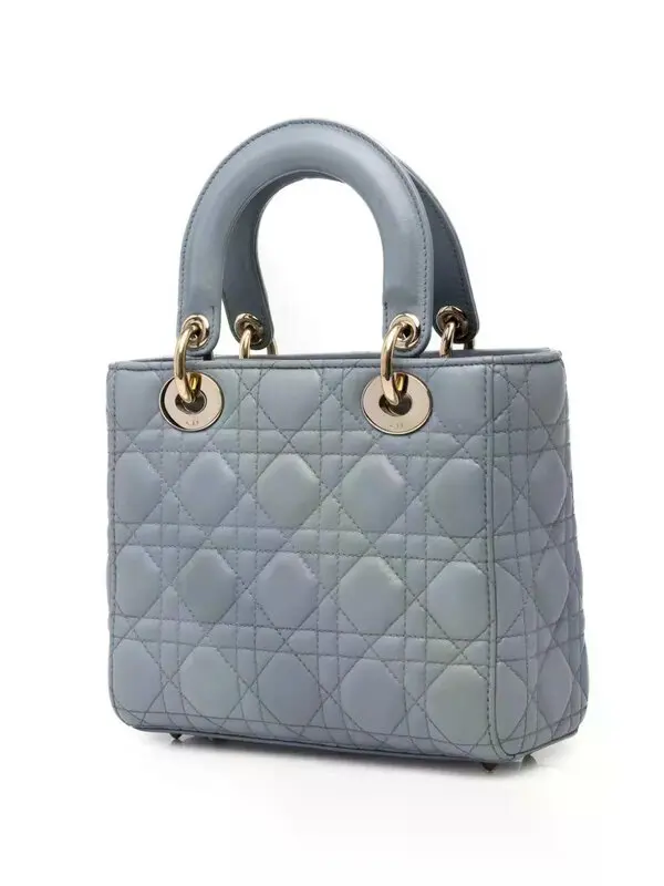 Dior 2017 Small Lambskin Cannage Myabcdior Lady Satchel - Blue
