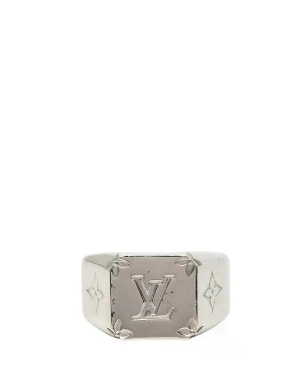 LOUIS VUITTON 2019 Brass Monogram Signet Ring L Costume Ring