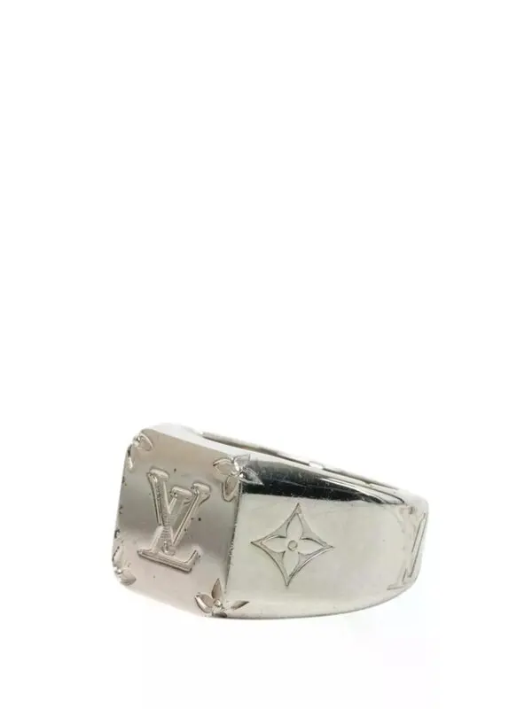 LOUIS VUITTON 2019 Brass Monogram Signet Ring L Costume Ring