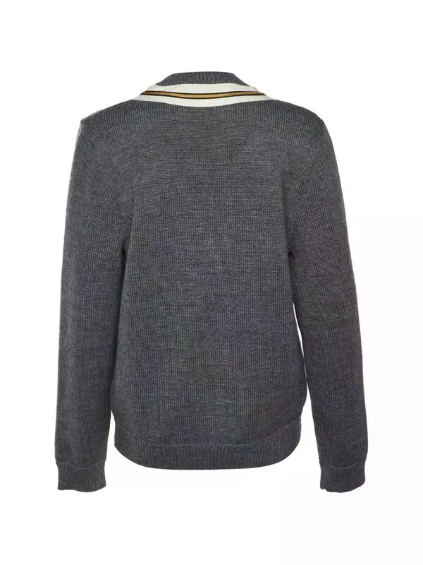 Gucci Bee Embroidered V-neck Sweater - Grey