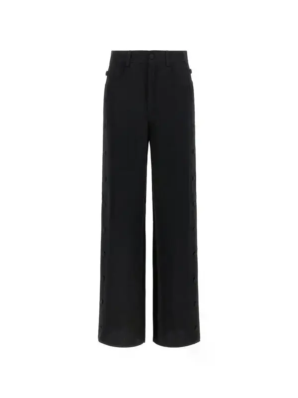 DI.LA3 PARI' Button-detail Wide-leg Trousers - Black