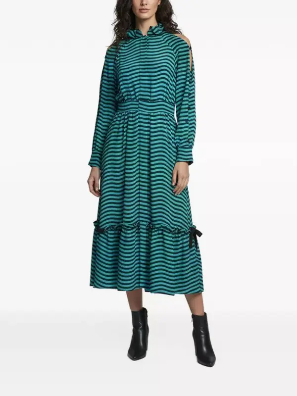 Fendi Wave-striped Midi Dress - Blue