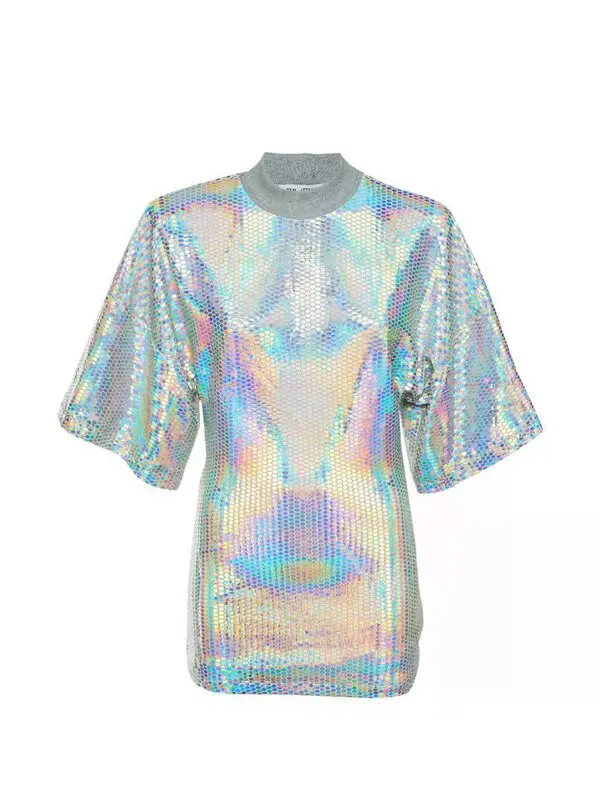 Attico Holographic Jersey T-shirt - Grey