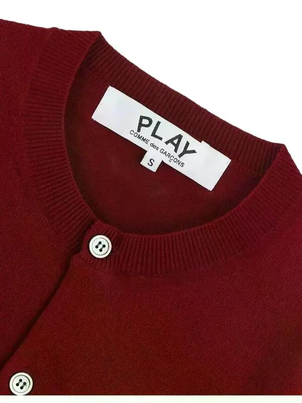 Play Comme Des Garcon Rhinestone-embellished Round-neck Cardigan - Red