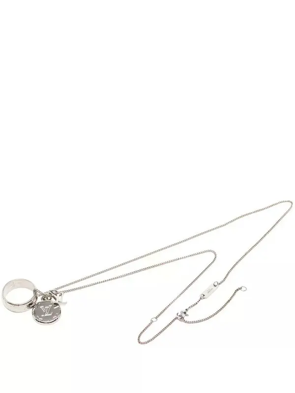 LOUIS VUITTON 2018 Brass Monogram Charms Necklace Costume Necklace - Silver