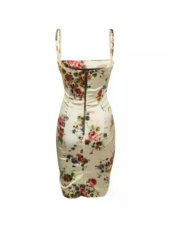 Dolce & Gabbana Floral-print Midi Dress - Neutrals
