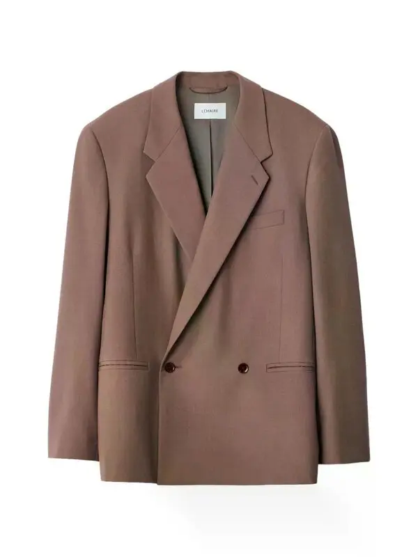 LEMAIRE Double-breasted Jacket In Tropical Wool Blend - Brown
