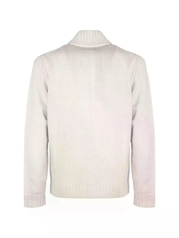 KANGRA Ribbed-knit Virgin-wool Cardigan - Neutrals