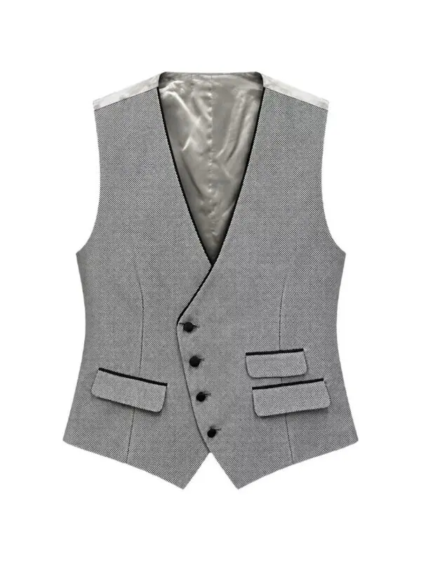 RAMON SANJURJO Micro-patterned Asymmetric Waistcoat - Grey