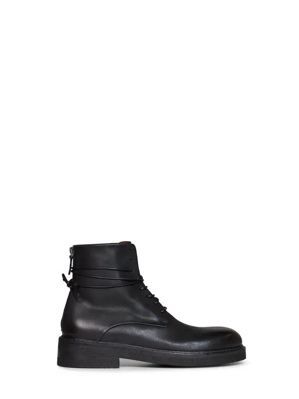 Marsèll Black Oiled Leather Parrucca Lace-up Combat Boots