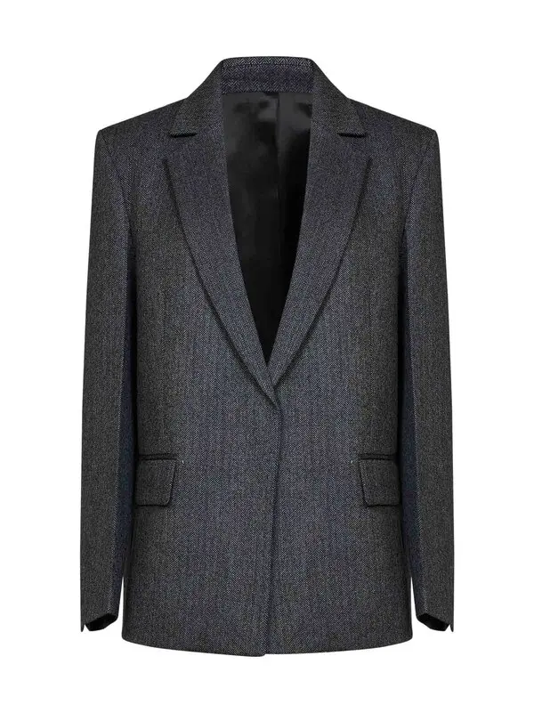 TOTEME Dark Grey Melange Oversized Herringbone Wool-blend Blazer - Multicolor