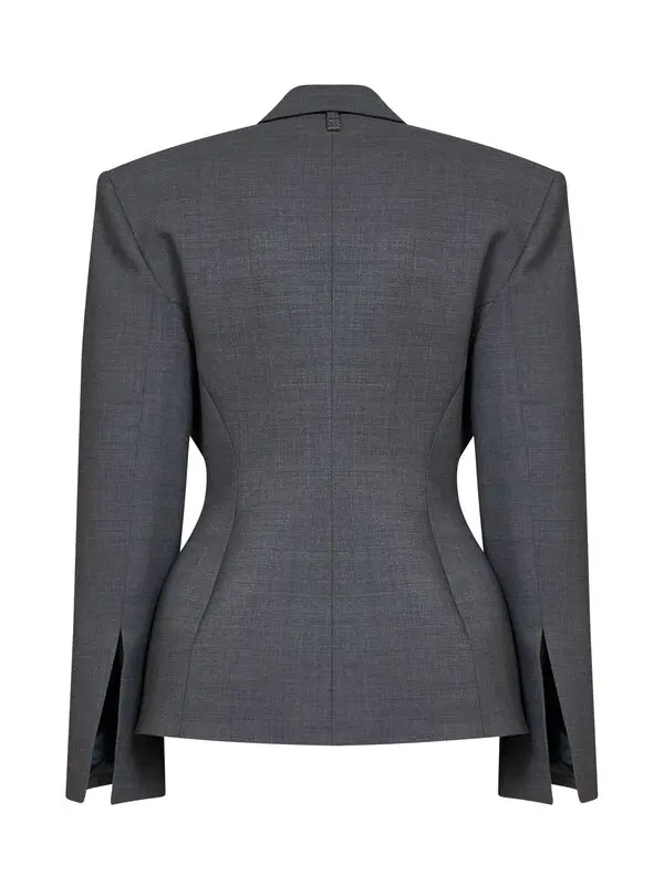 Giuseppe Di Morabito Dark Grey Virgin Wool Canvas Fitted-waist Blazer