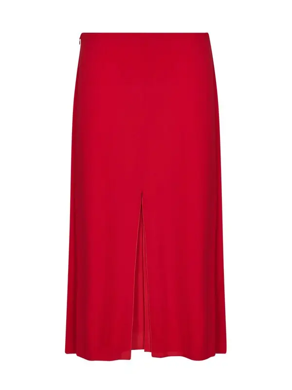 Valentino Garavani Red Silk Georgette Flared Midi Skirt - Multicolor