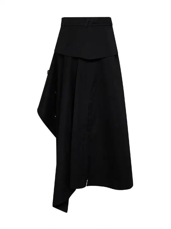 Burberry Black Cotton Asymmetric Belted Trench Skirt - Multicolor