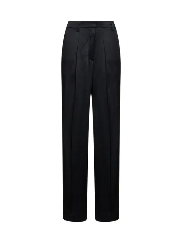 Dries Van Noten Black Fluid Crepe Satin Portias Straight-leg Trousers - Multicolor