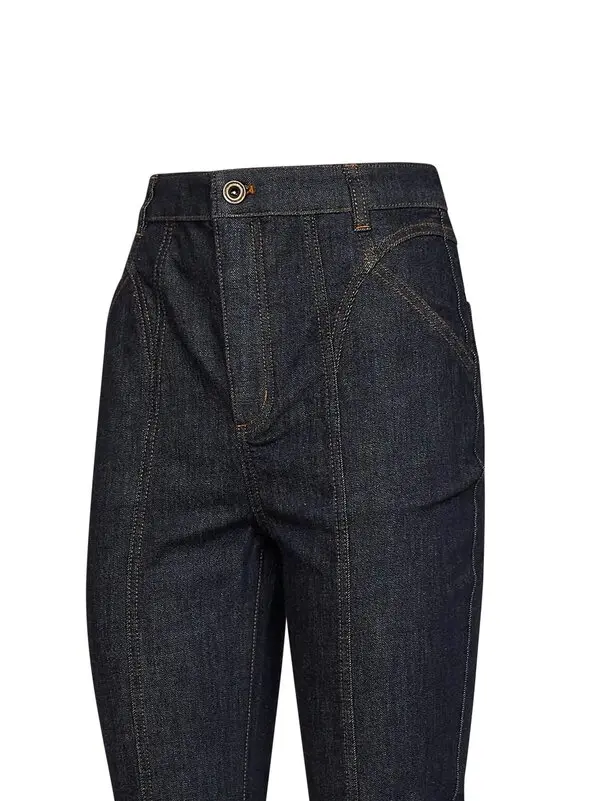 SELF-PORTRAIT Indigo Denim High-rise Flared Jeans