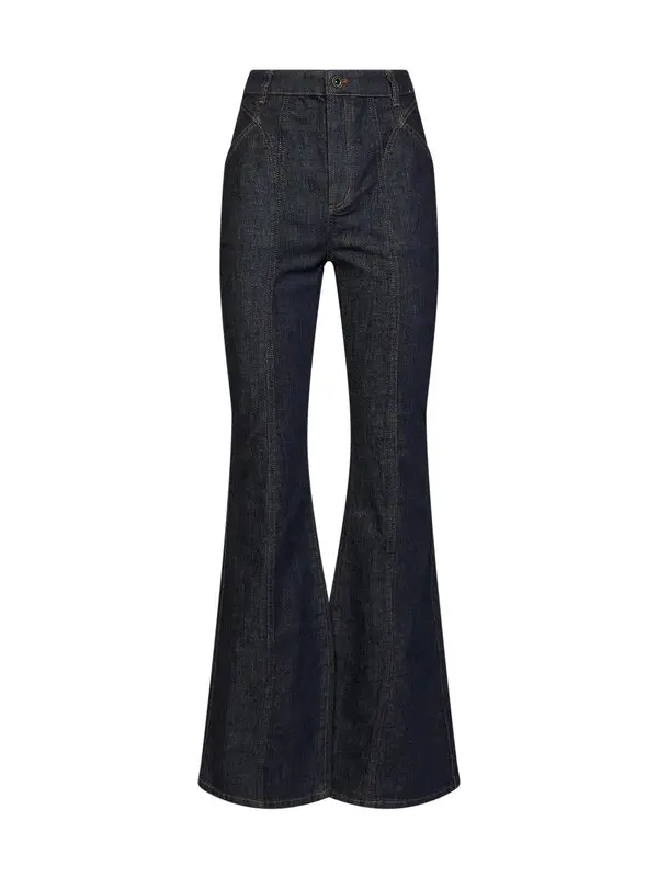 SELF-PORTRAIT Indigo Denim High-rise Flared Jeans - Multicolor