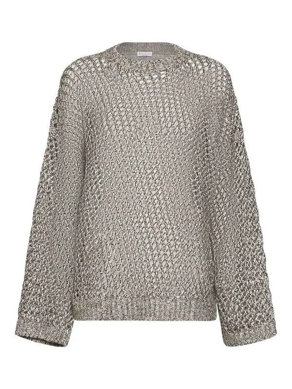 Brunello Cucinelli Rope Silk And Linen Net Knit Dazzling Chiné Sweater - Multicolor