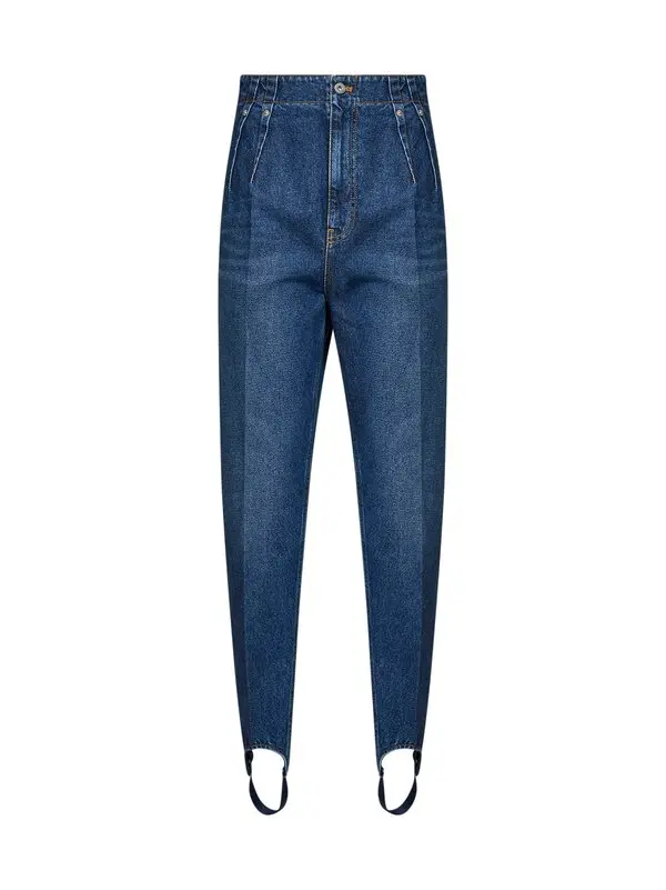 MUGLER Blue Denim Cigarette Jeans With Stirrups - Multicolor