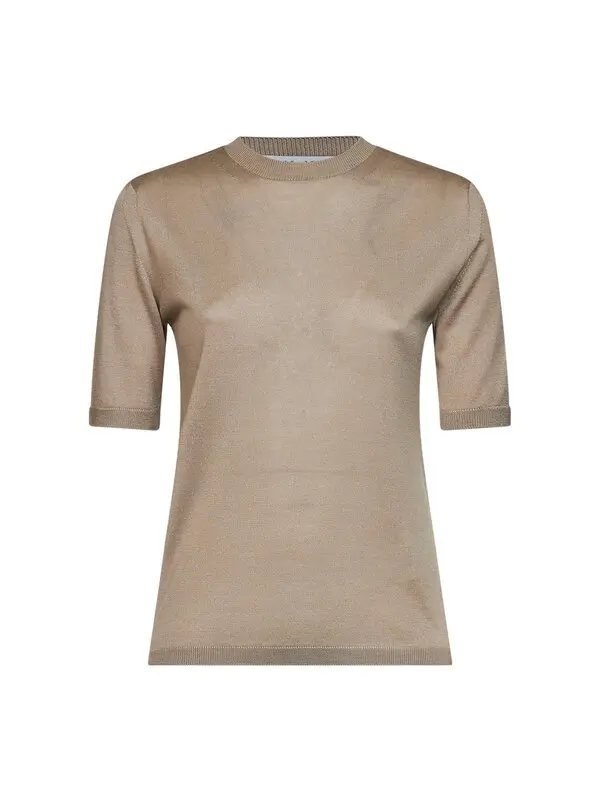 Max Mara Stone Silk And Cashmere Mxmaceti Basic Top - Multicolor
