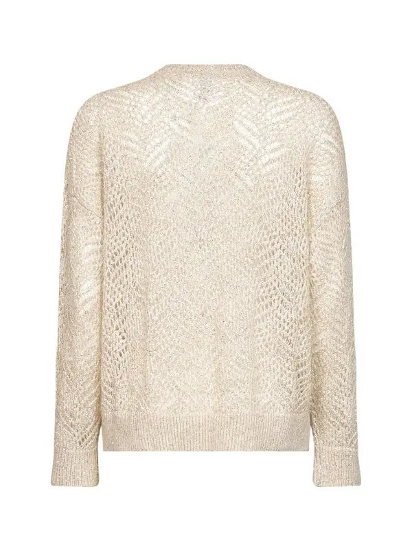 Brunello Cucinelli Ivory Dazzling Abstract Leaf Sweater