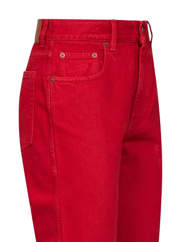 Chloé Berry Red Cotton Denim Slim Jeans